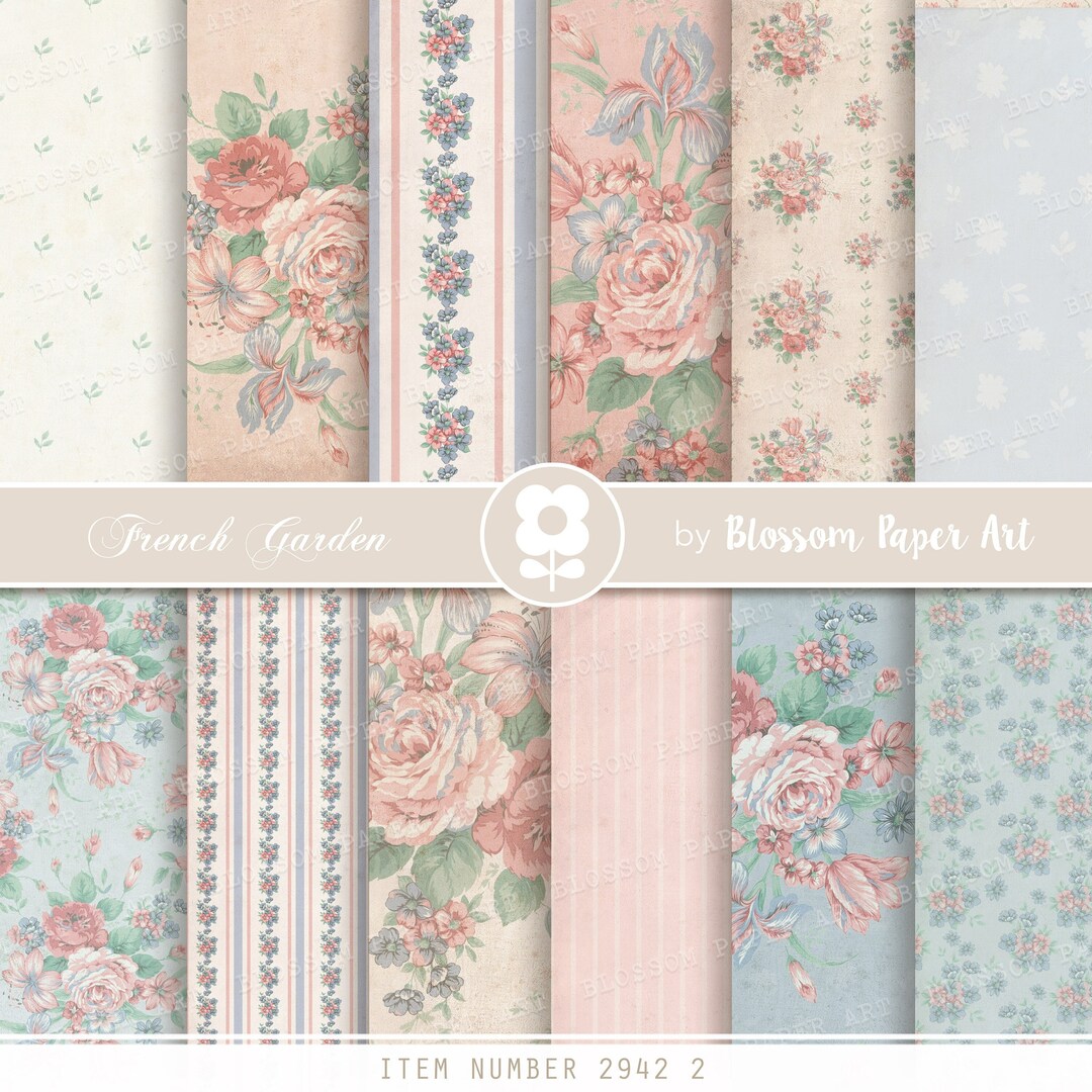 Vintage Wallpaper, Rose Digital Paper, Victorian Junk Journal Paper ...