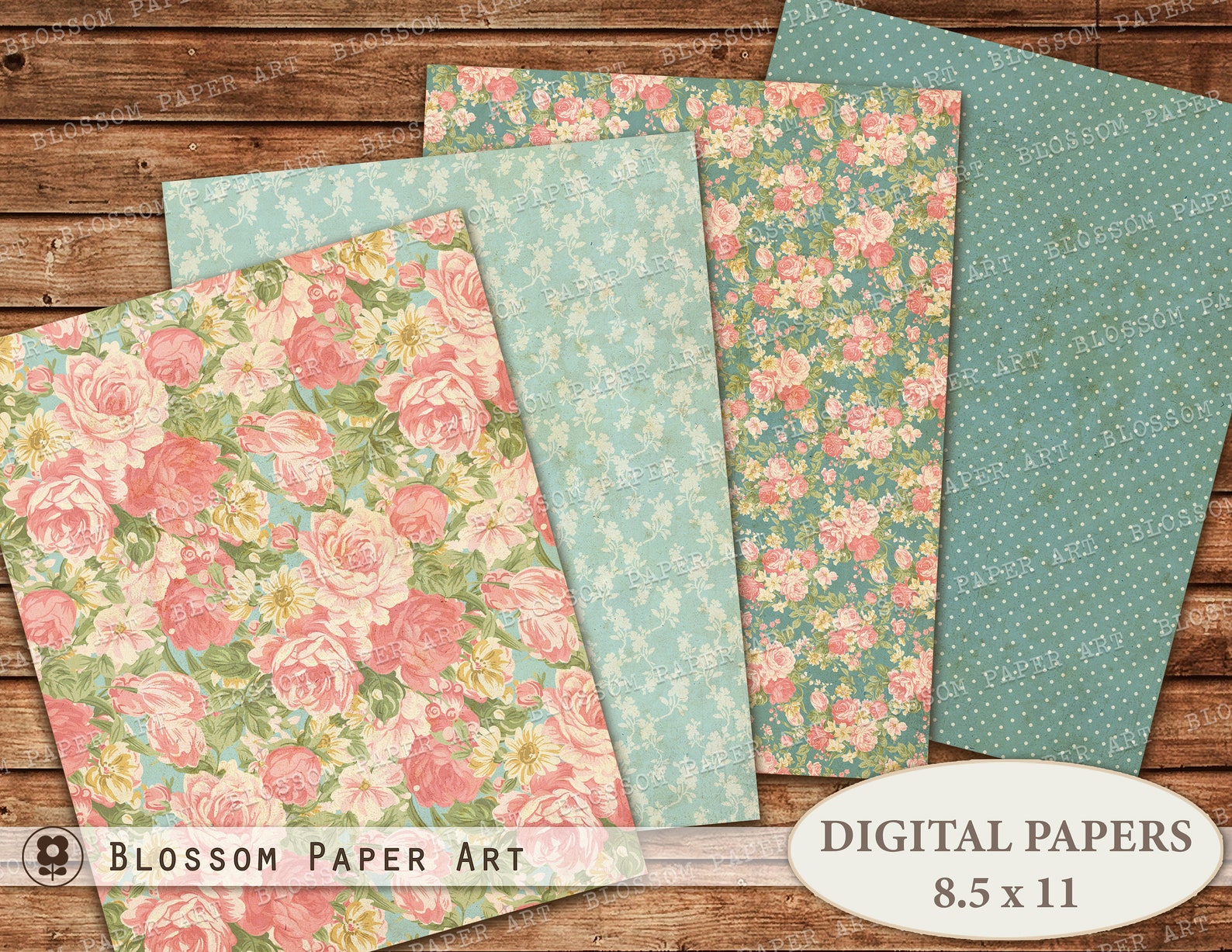 Floral Digital Paper Vintage Scrapbook Paper A4 85x11 - Etsy