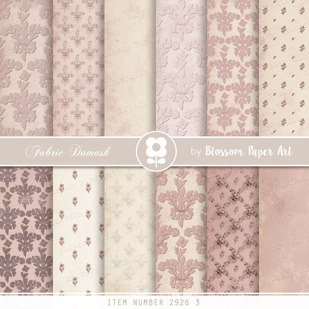 Pale Pink Damask Digital Paper Pack: Victorian Scrapbooking (digital ...