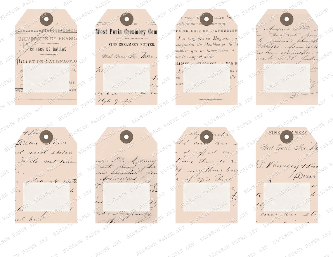 VINTAGE Digital Printable Gift Tags Vintage OLD PAPER Digital - Etsy