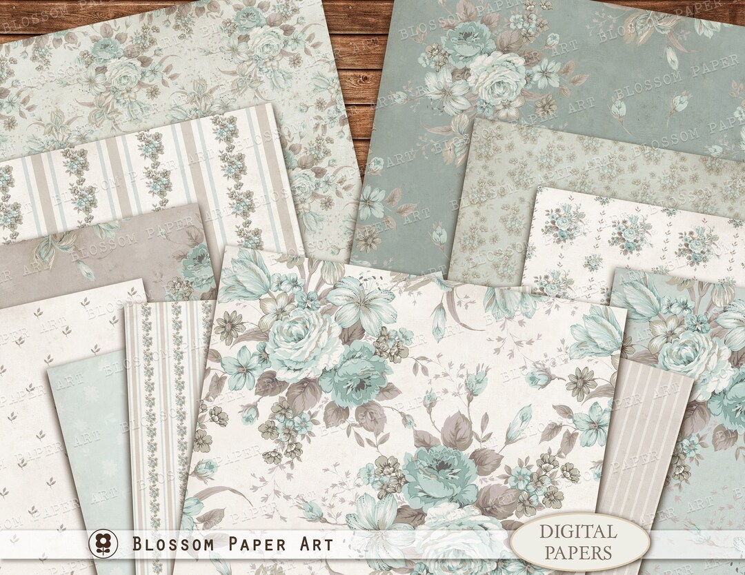 Shabby Chic Floral Vintage Digital Paper Pastel Tone Backgrounds for ...