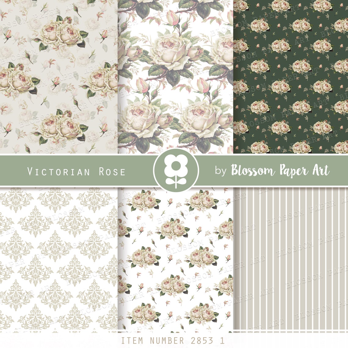Shabby Chic Digital Paper Pack Vintage Digital Paper Roses - Etsy