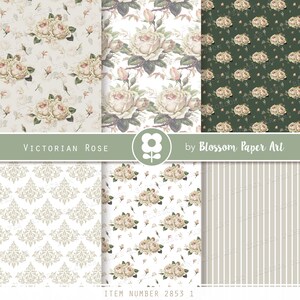 Shabby Chic Digital Paper Pack, Vintage Digital Paper, Roses Scrapbook ...