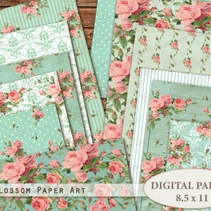 Scrapbook Paper, Floral Digital Paper, Scrap Collage Sheet, Junk ...