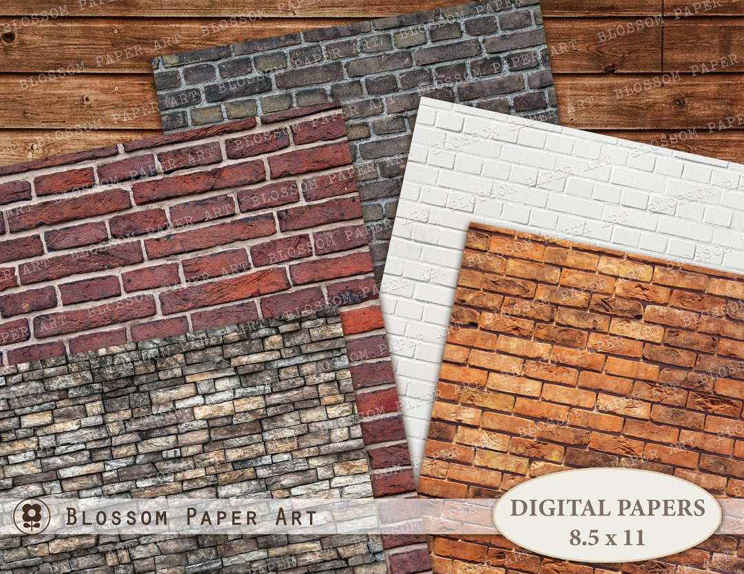 Bricks Digital Paper, Printable Bricks, Wall Texture, Scrapbook Paper ...
