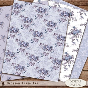 Digital Paper Victorian Floral Paper Pack, Lavender Rose Papers for ...