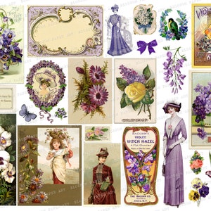 Vintage Collage Sheet PURPLE Ephemera Vintage Printable - Etsy