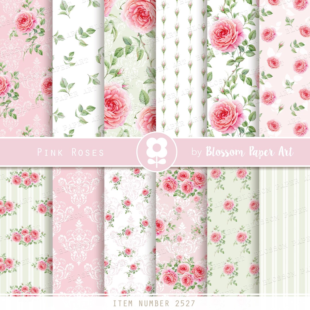 Scrapbook Paper, Pink Digital Paper, Floral Collage Sheet, Junk Journal ...