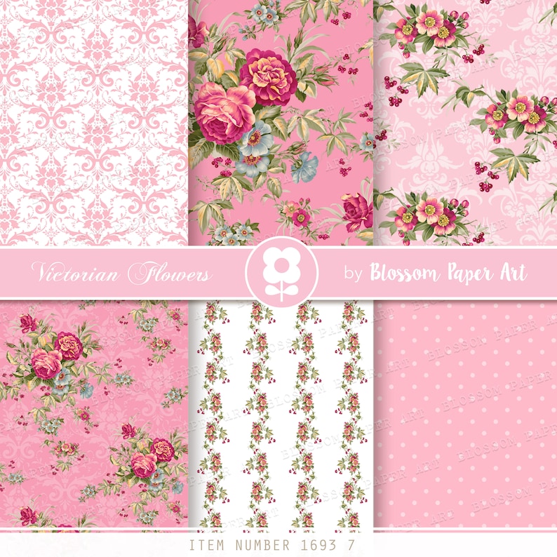 Vintage Rose Digital Paper Pack: Pink Floral Scrapbooking (digital ...