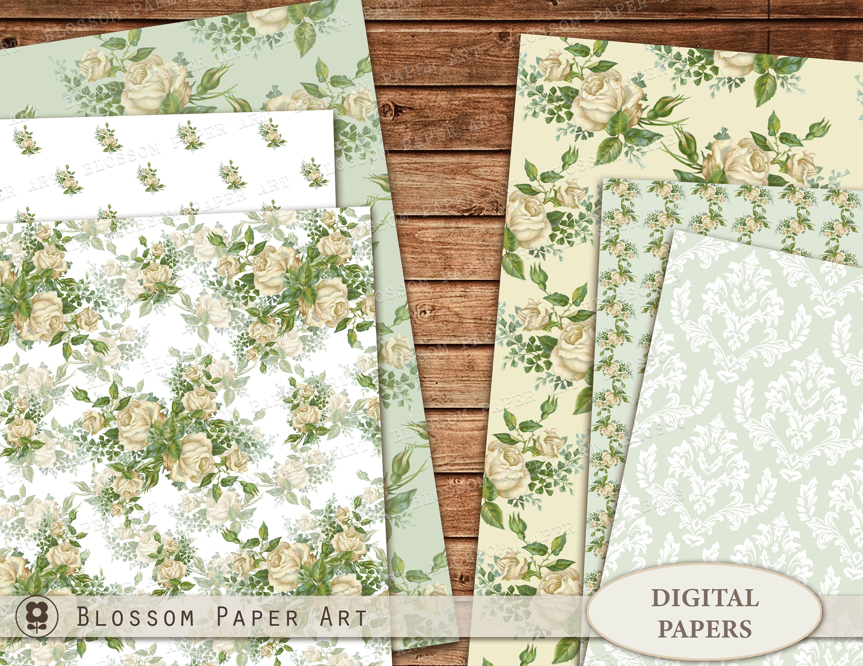 Digital Paper Floral Digital Paper Pack Victorian Roses | Etsy