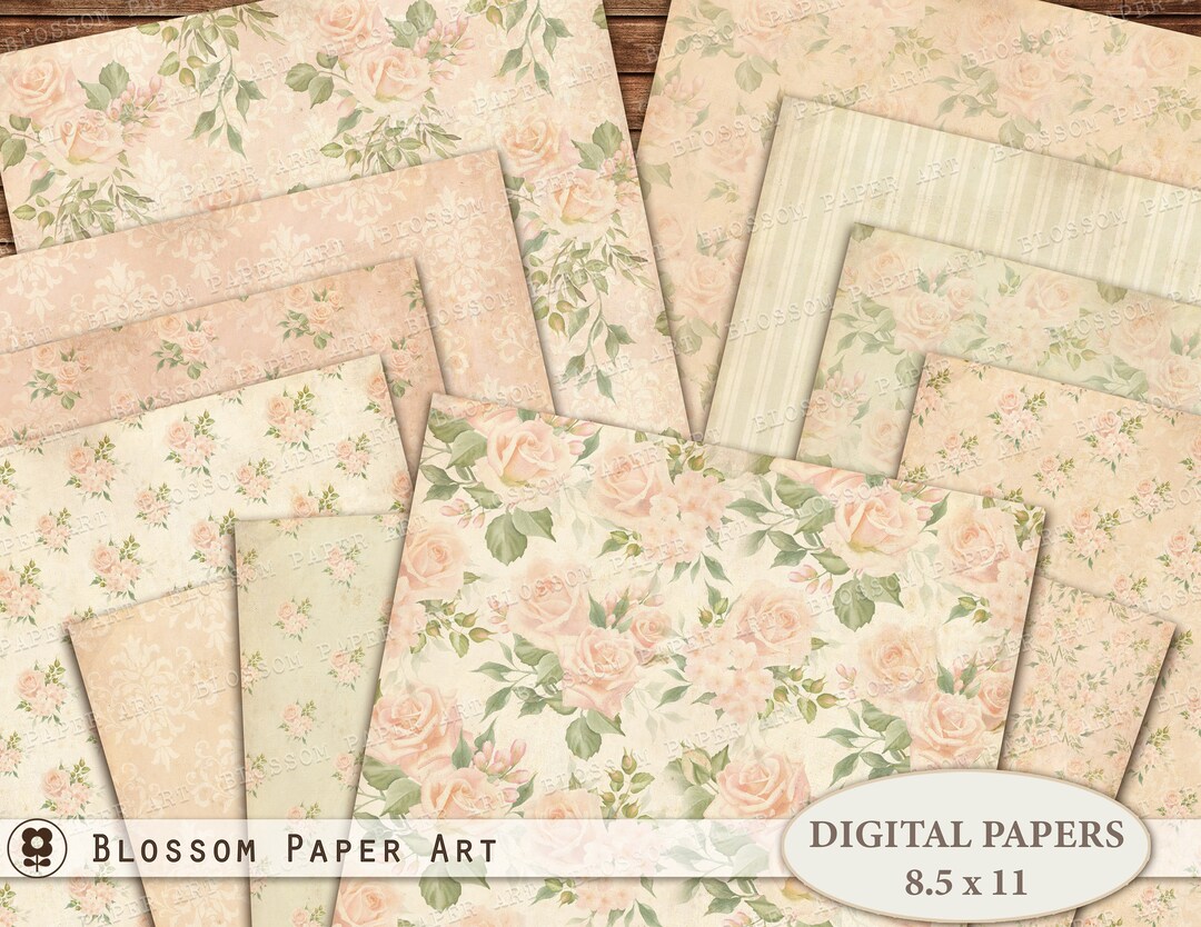 Rose Digital Paper, Junk Journal Floral Paper, Vintage Rose Collage ...