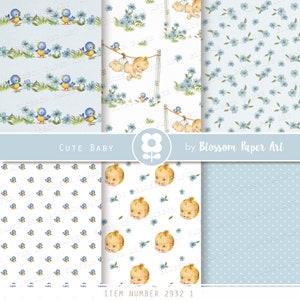Vintage Baby Digital Paper: Light Blue Scrapbook Designs (digital ...