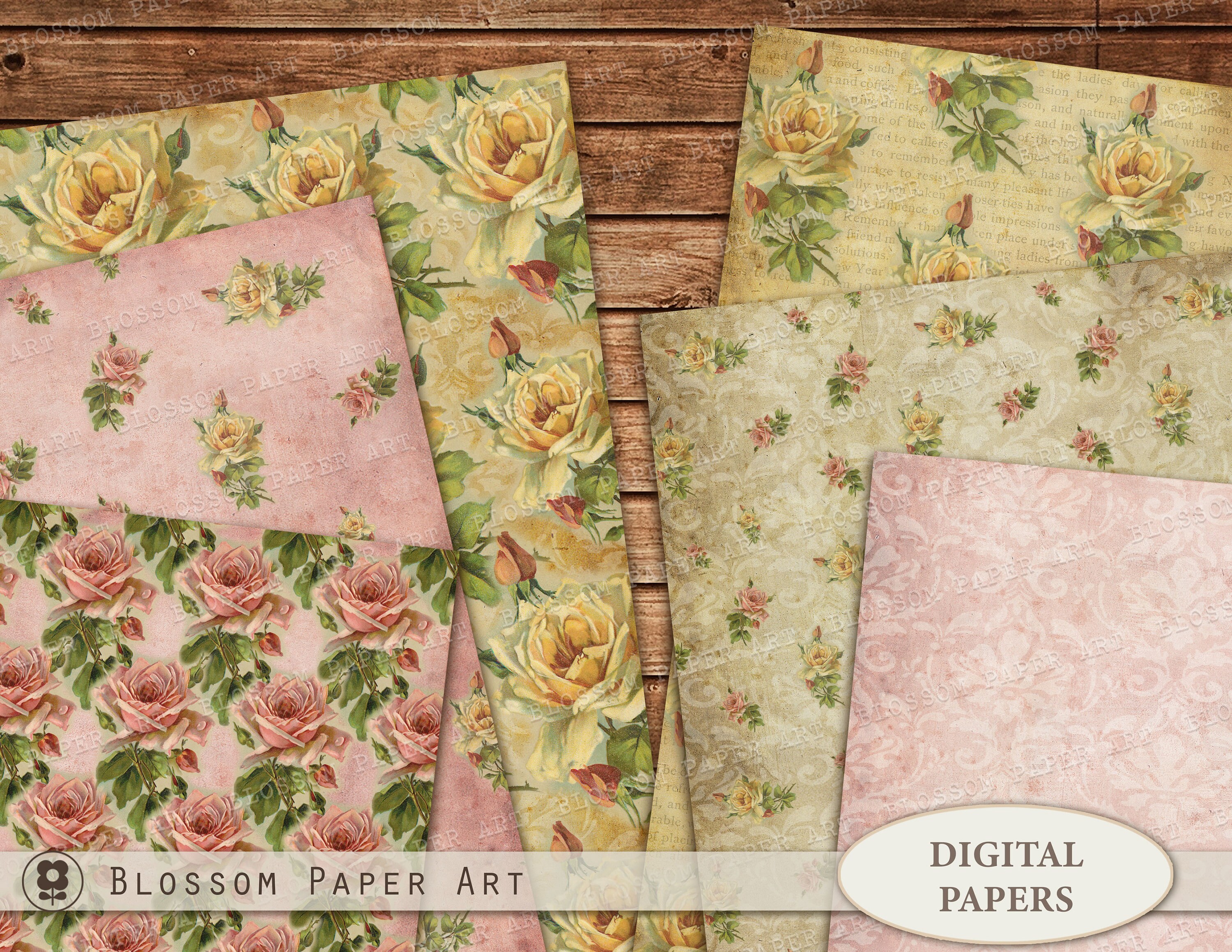 Vintage Rose Digital Paper Pack: Victorian Floral Scrapbooking (INSTANT ...