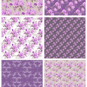 FLORAL Digital Paper, Purple Floral Digital Paper Pack Floral Collage ...