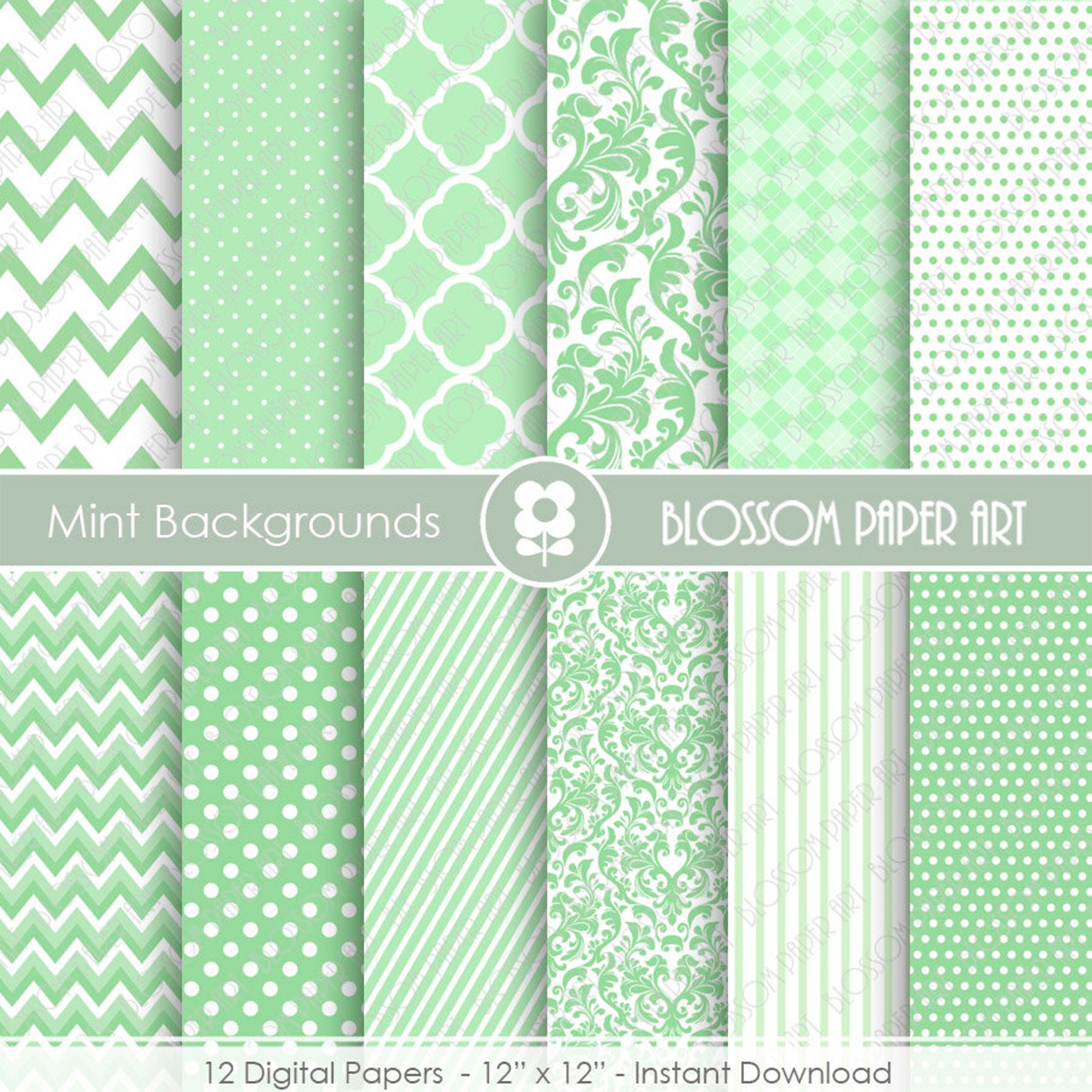 Mint Green Digital Backgrounds Digital Papers Mint Textures - Etsy