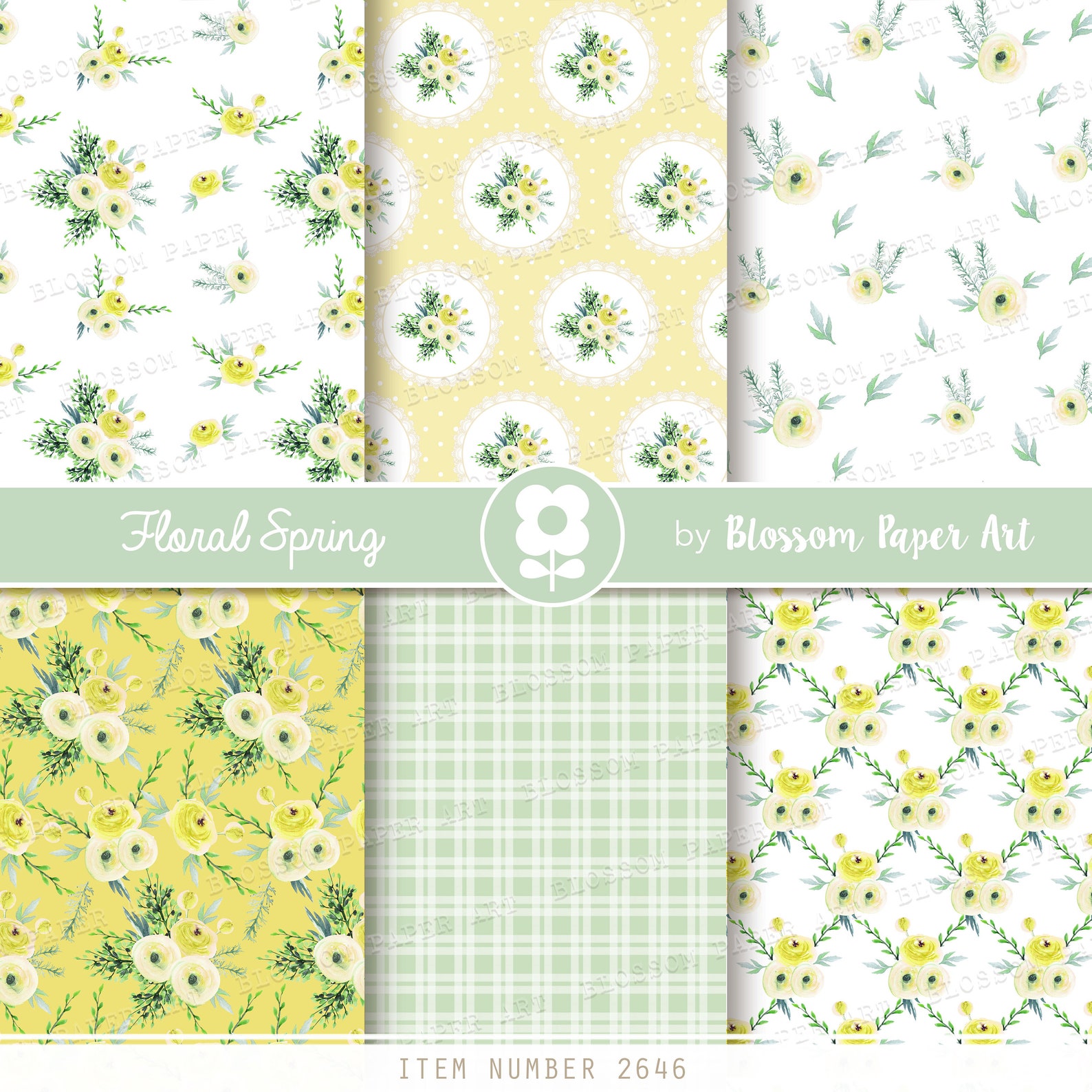 Yellow Scrapbook Paper Lemon Digital Paper Floral Collage - Etsy