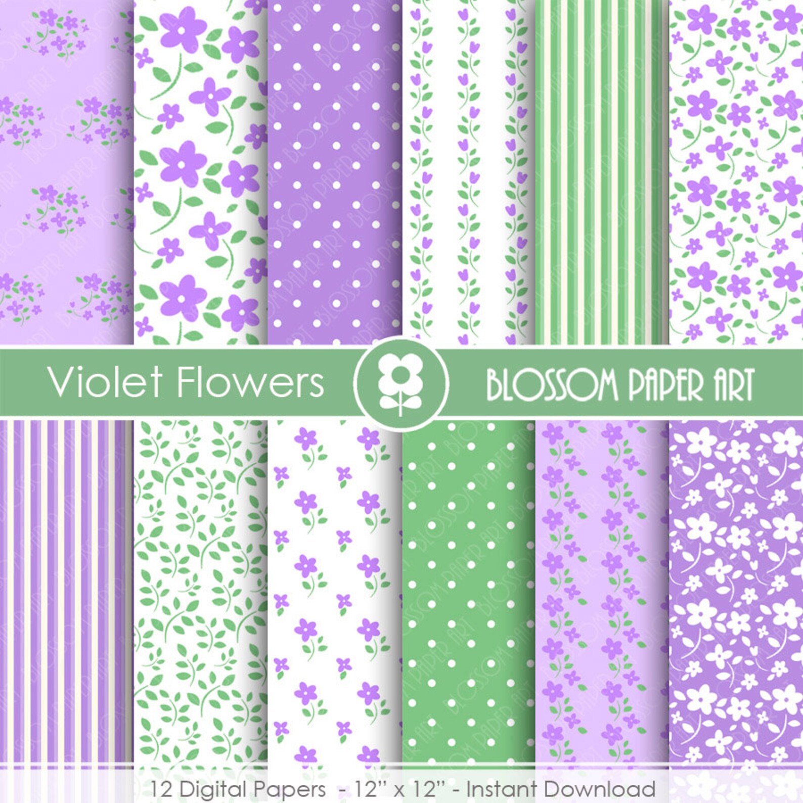 Violet Digital Paper Violet Flowers Digital Paper Pack Violet - Etsy