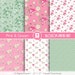 Rose Digital Paper, Pink Green Floral Digital Paper Pack, Pink Roses ...