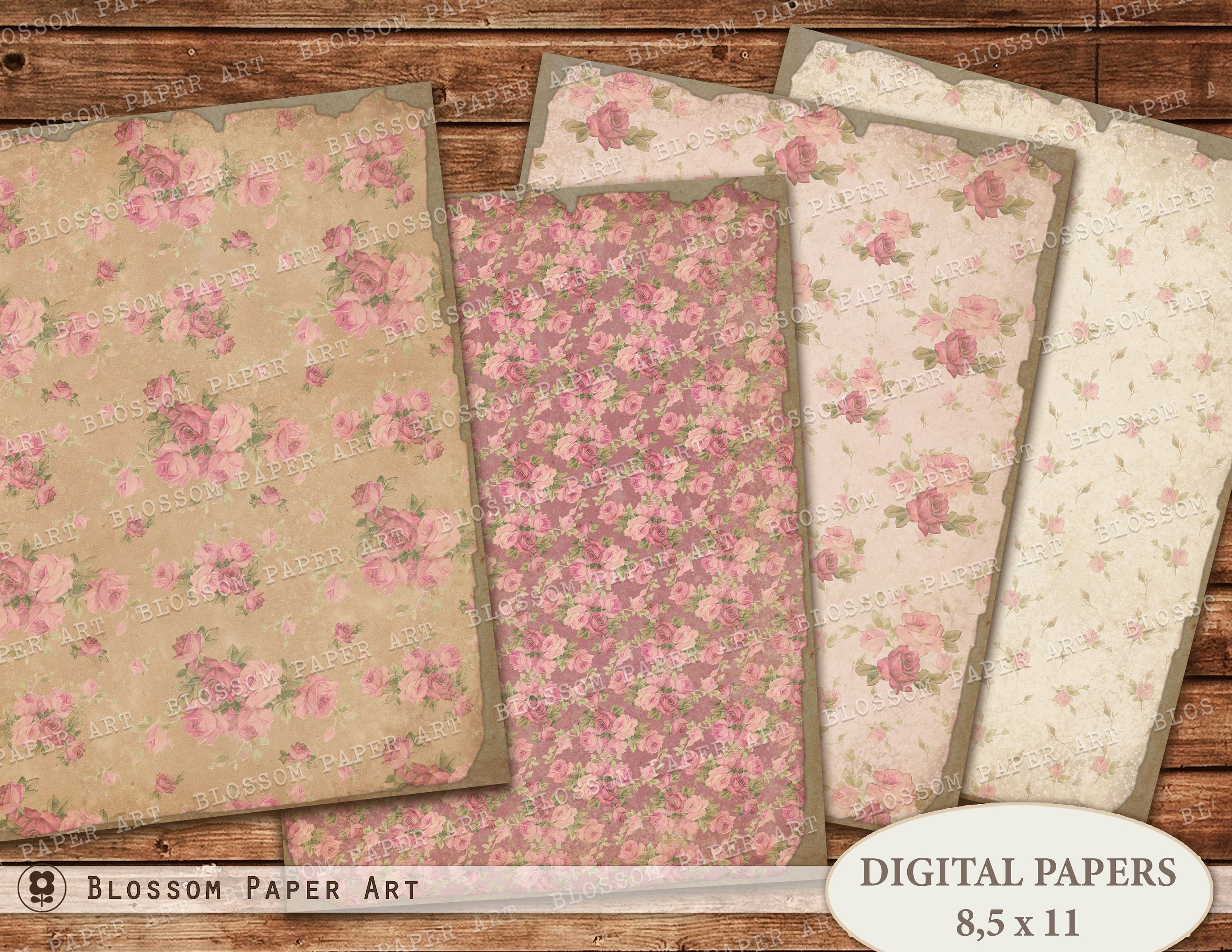 Vintage Roses Scrapbook Paper Floral Paper A4 85x11 Sheets | Etsy
