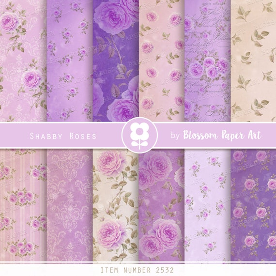 Purple Floral Digital Paper Floral Digital Paper Pack - Etsy