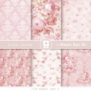 Shabby Chic Papers, Rose Digital Papers, Pink Floral Papers for Junk ...