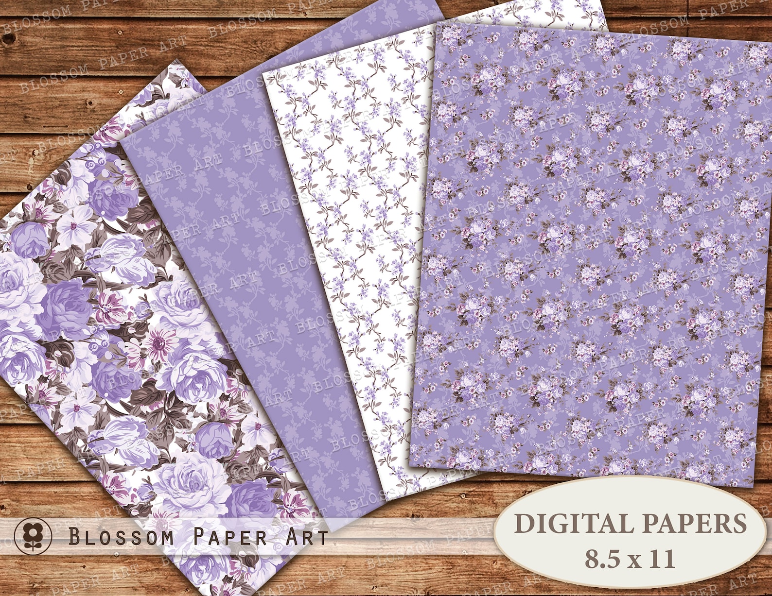 Floral Digital Paper A4 Sheets Printable Rose Scrapbook | Etsy