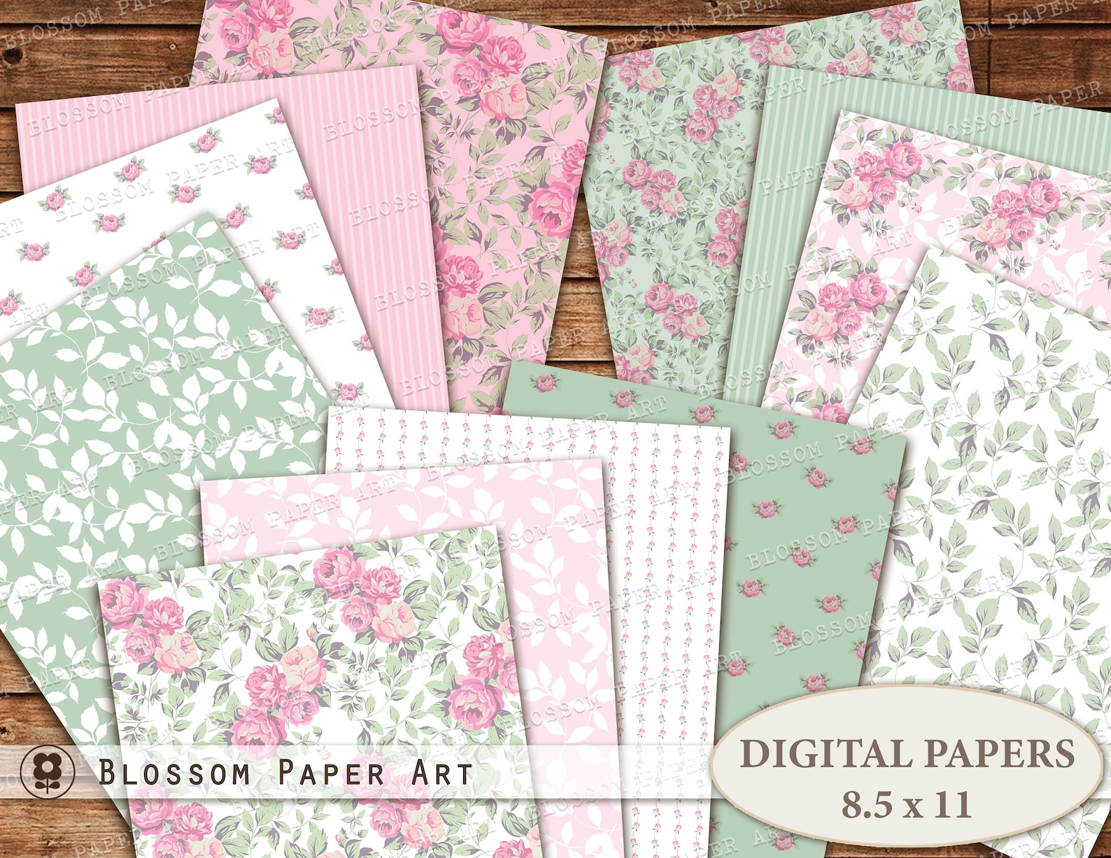 Pink Digital Paper Floral Scrapbook Printable Sheets A4 - Etsy