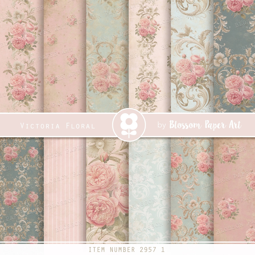 Vintage Floral Digital Paper: Victorian Scrapbook Paper (instant ...