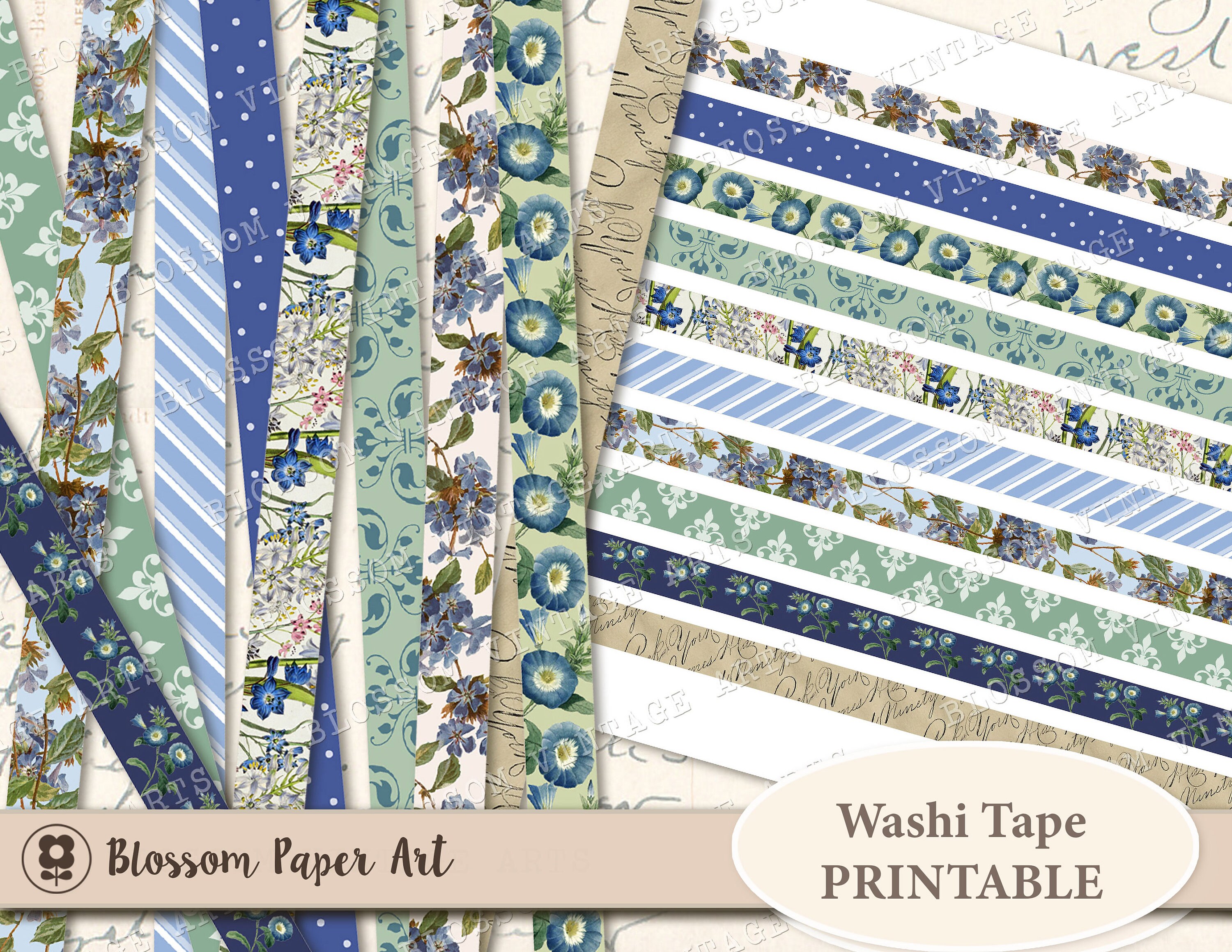 WASHI TAPE Printable Digital Collage Sheet Printable Washi - Etsy