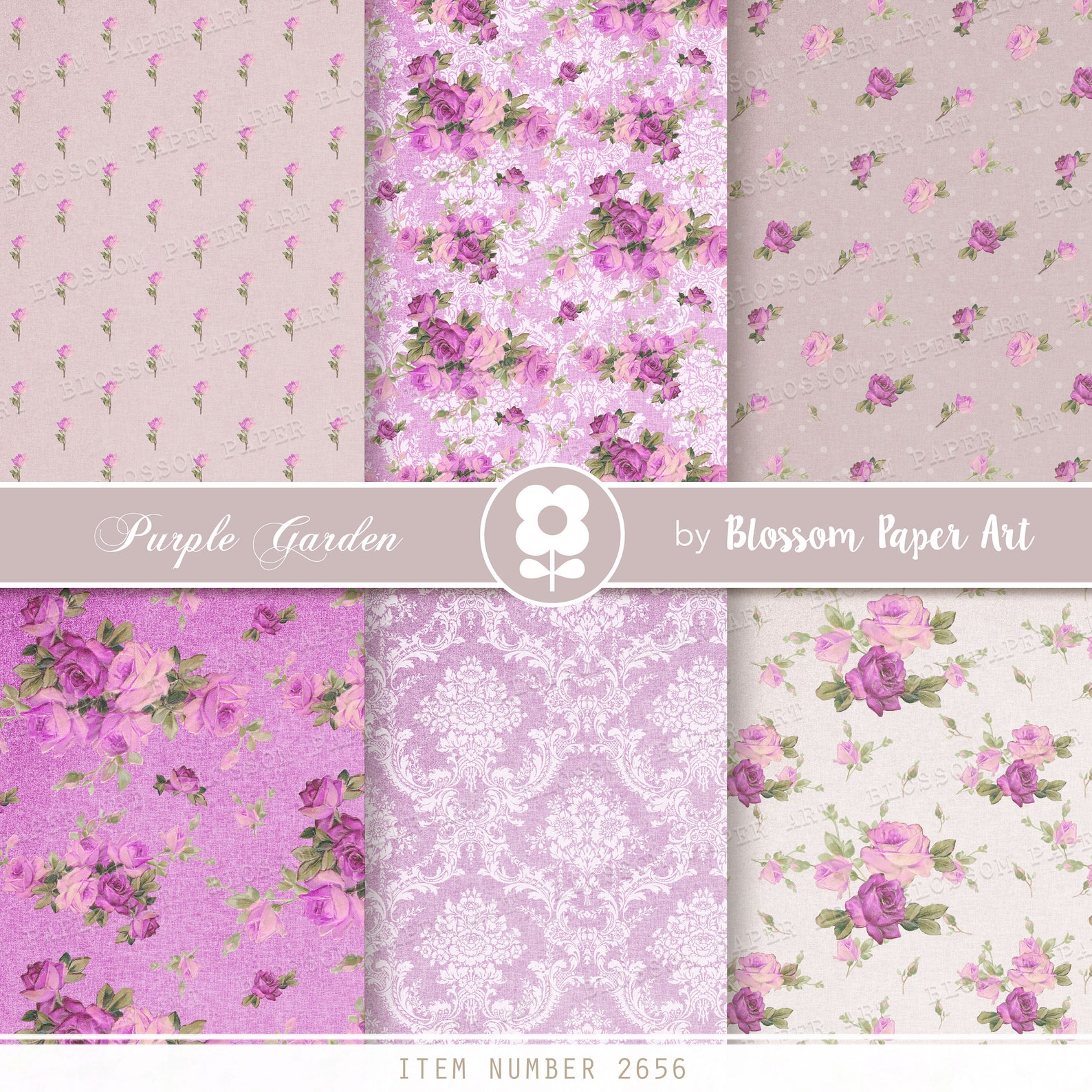 Purple Digital Paper Purple Scrapbook Paper Pack Shabby Chic - Etsy