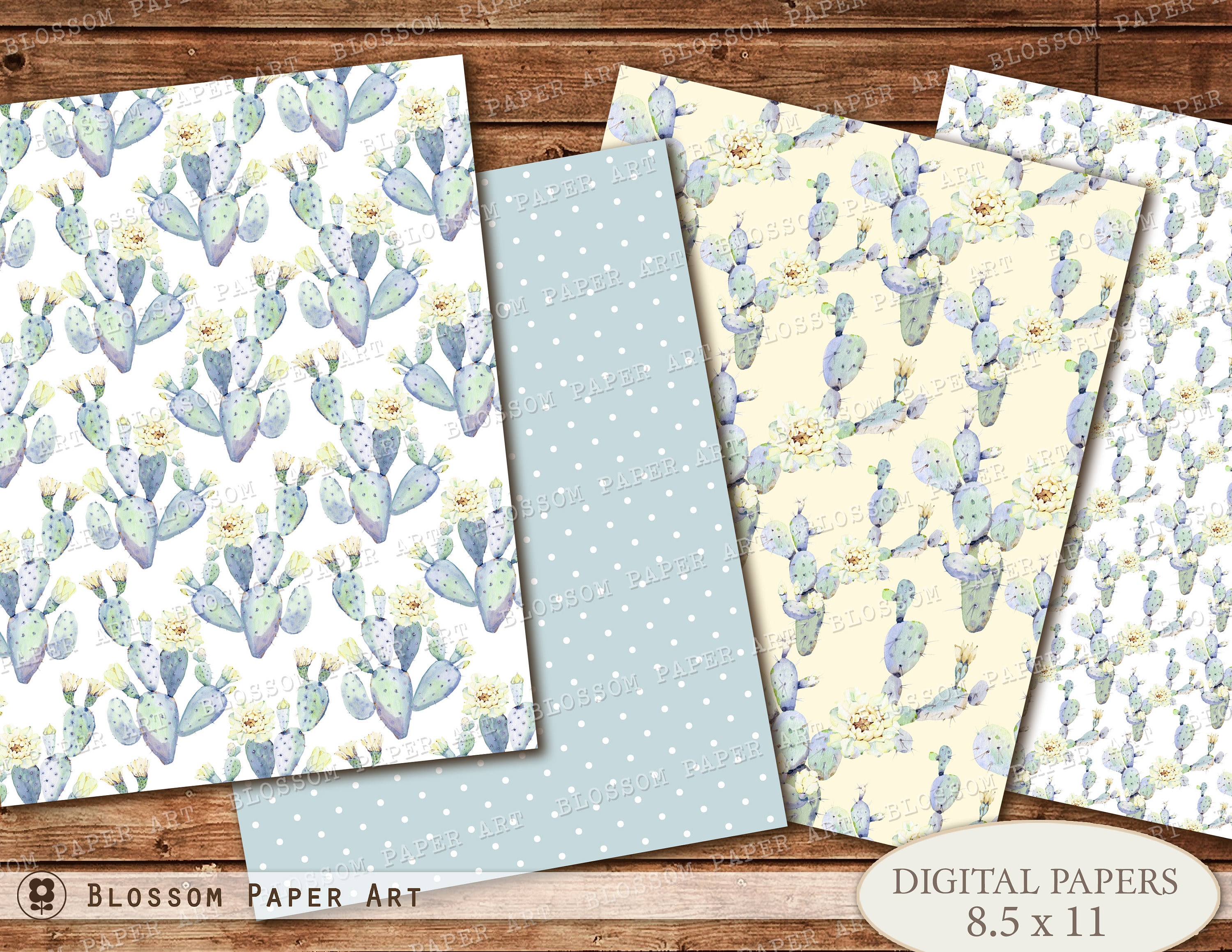 Cacti Digital Paper Scrapbook Paper Scrap Collage Sheet - Etsy