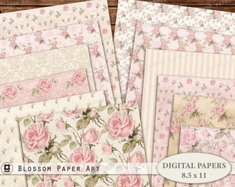 Vintage Roses Scrapbook Paper 85x11 Sheets Floral | Etsy