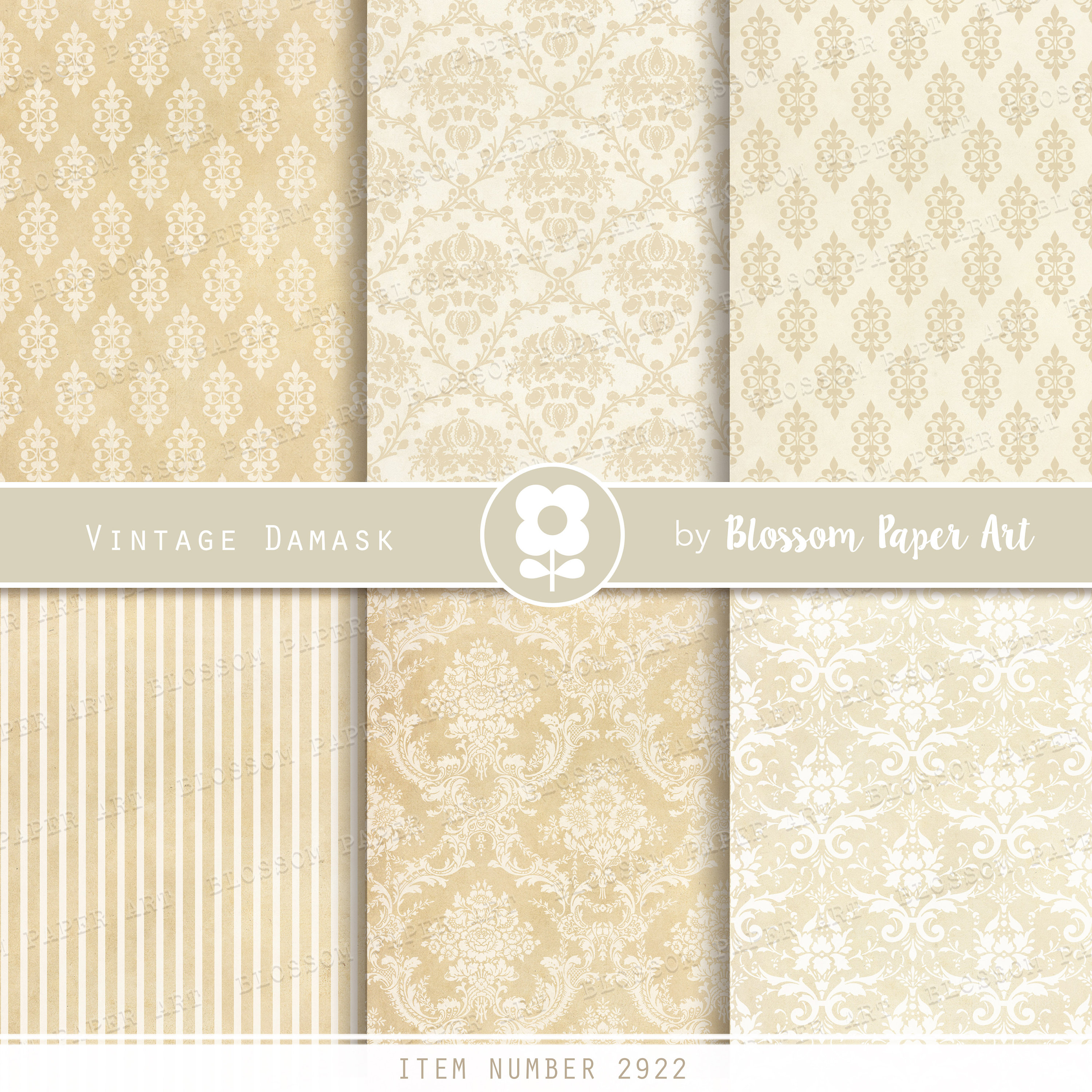 Vintage Damask Digital Paper: Beige Textures (digital Download) - Etsy