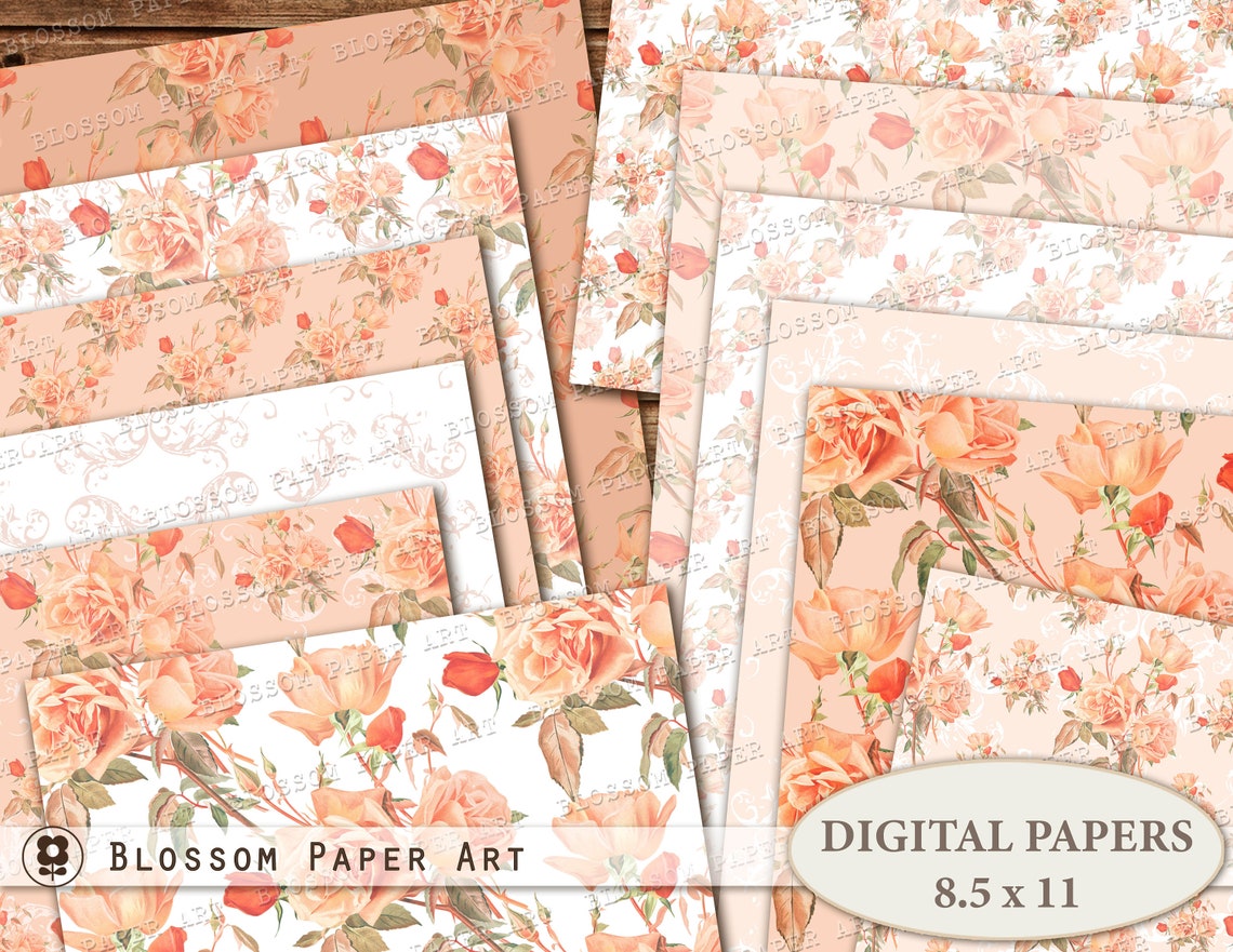 Scrapbook Paper Rose Scrapbooking Paperfloral Paper A4 - Etsy