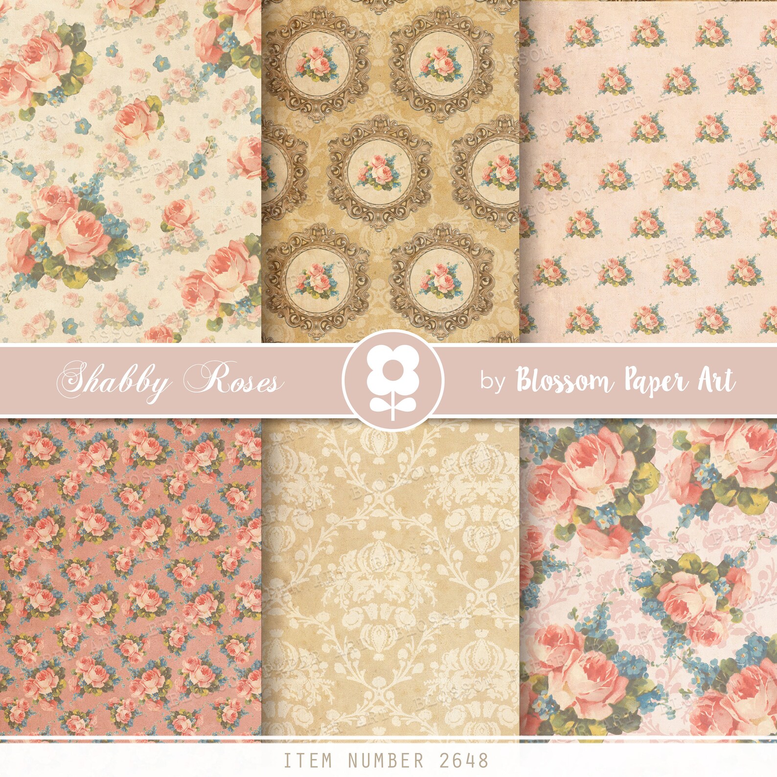 Vintage Digital Paper Shabby Chic Digital Paper Pack Vintage | Etsy