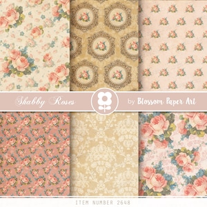 Vintage Digital Paper, Shabby Chic Digital Paper Pack, Vintage Roses ...