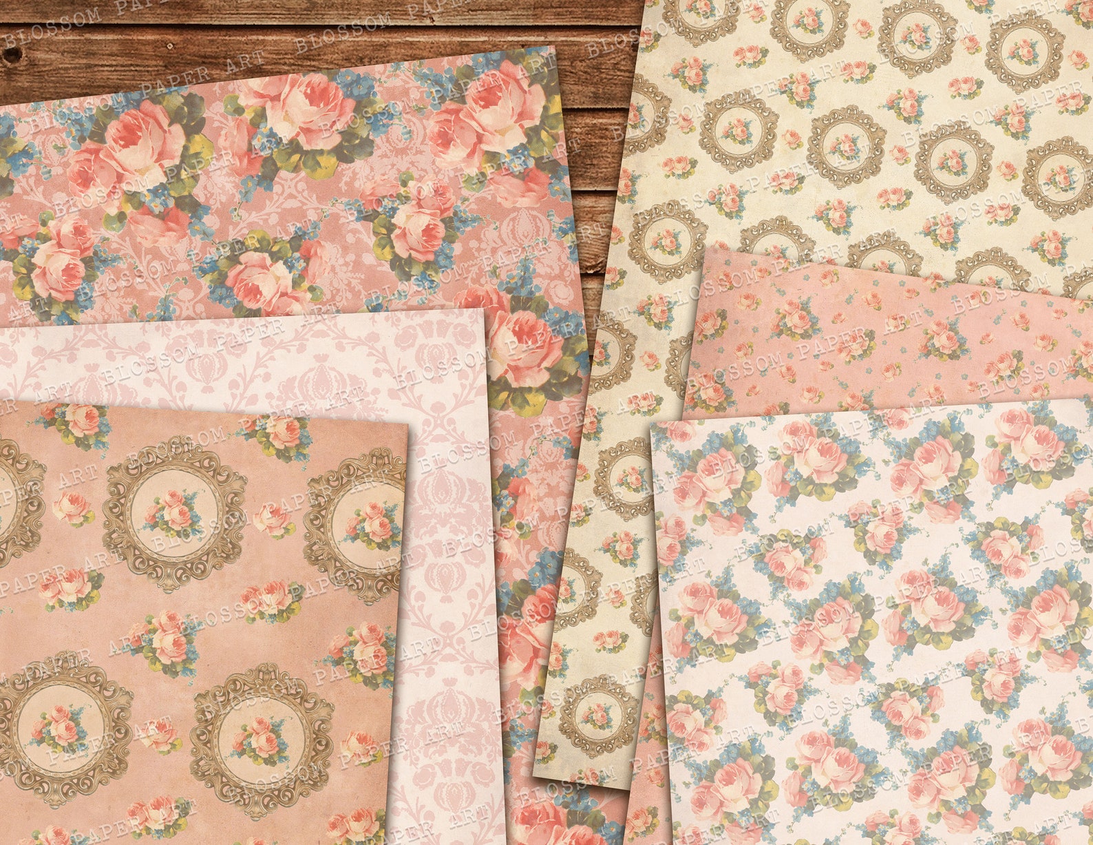 Vintage Digital Paper Shabby Chic Digital Paper Pack Vintage | Etsy