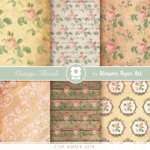 Rose Digital Paper Vintage Floral Digital Paper Pack Victorian Roses ...