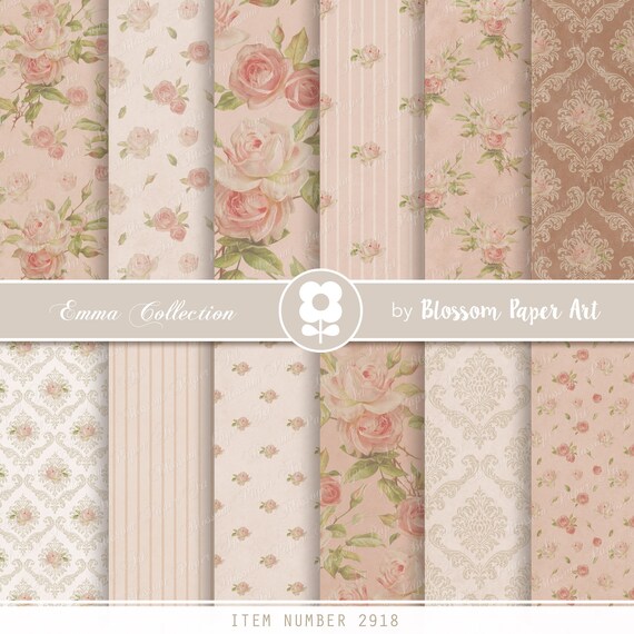 Digital Paper Shabby Chic Digital Paper Pack Roses Scrapbook - Etsy