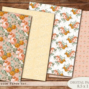 Digital Paper, Scrapbook Paper, Floral Scrap Collage Sheet, Junk ...