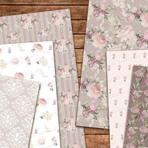 Digital Paper Roses, Pink and Brown Digital Paper, Floral Scrapbook ...