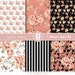 Black Floral Digital Paper Pack: Coral Rose Scrapbook (digital Download ...