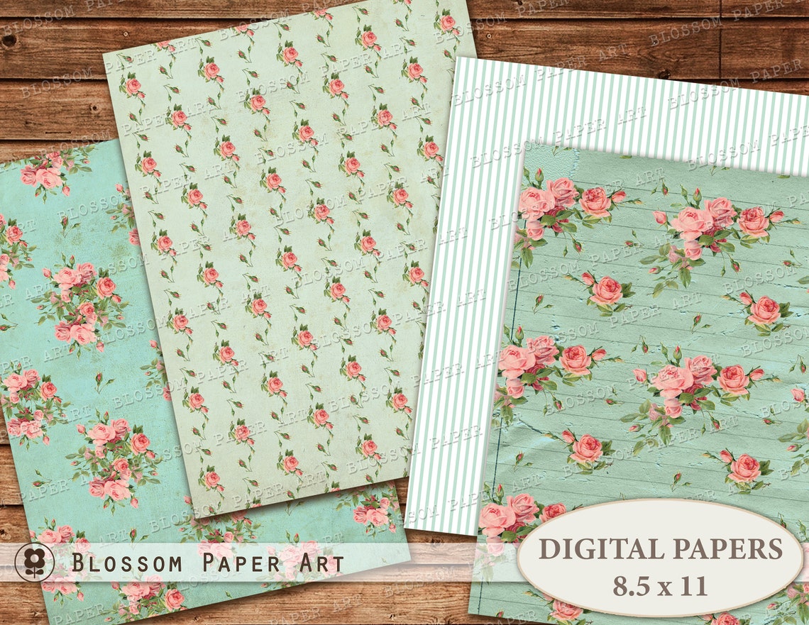 Scrapbook Paper Floral Digital Paper Scrap Collage Sheet | Etsy