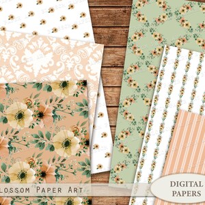 Floral Digital Paper, Scrapbooking Flowers Paper Pack Watercolor ...