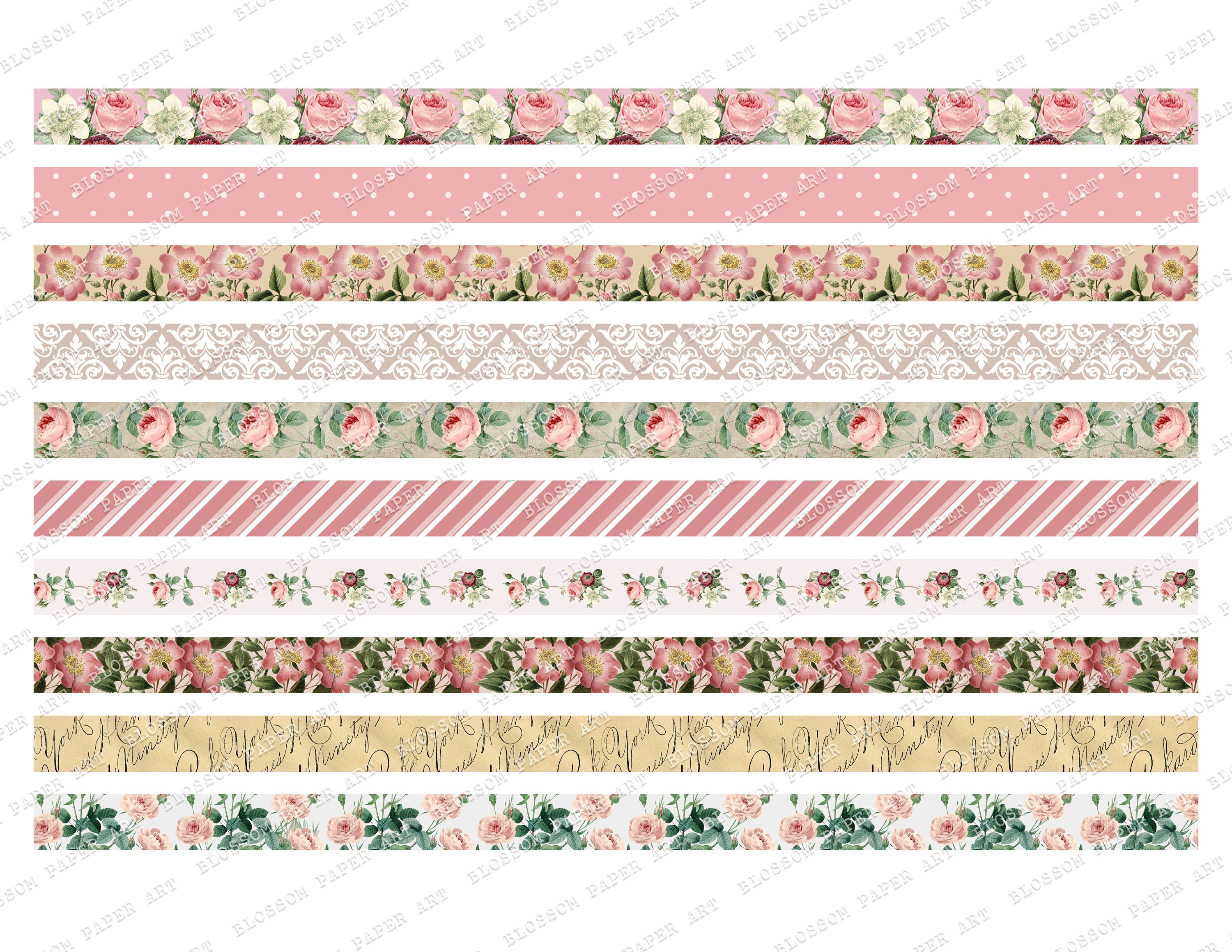 ROSES Washi Tape Printable Roses Collage Sheet Printable | Etsy