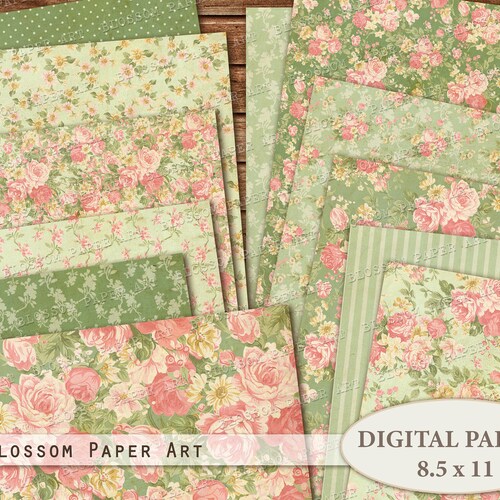 Floral Digital Papers Roses Scrapbook Digital Paper Pack - Etsy