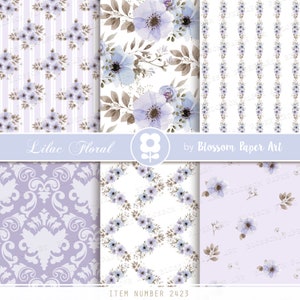 FLORAL Digital Papers, Purple Scrapbook Paper Pack, Digital Paper ...