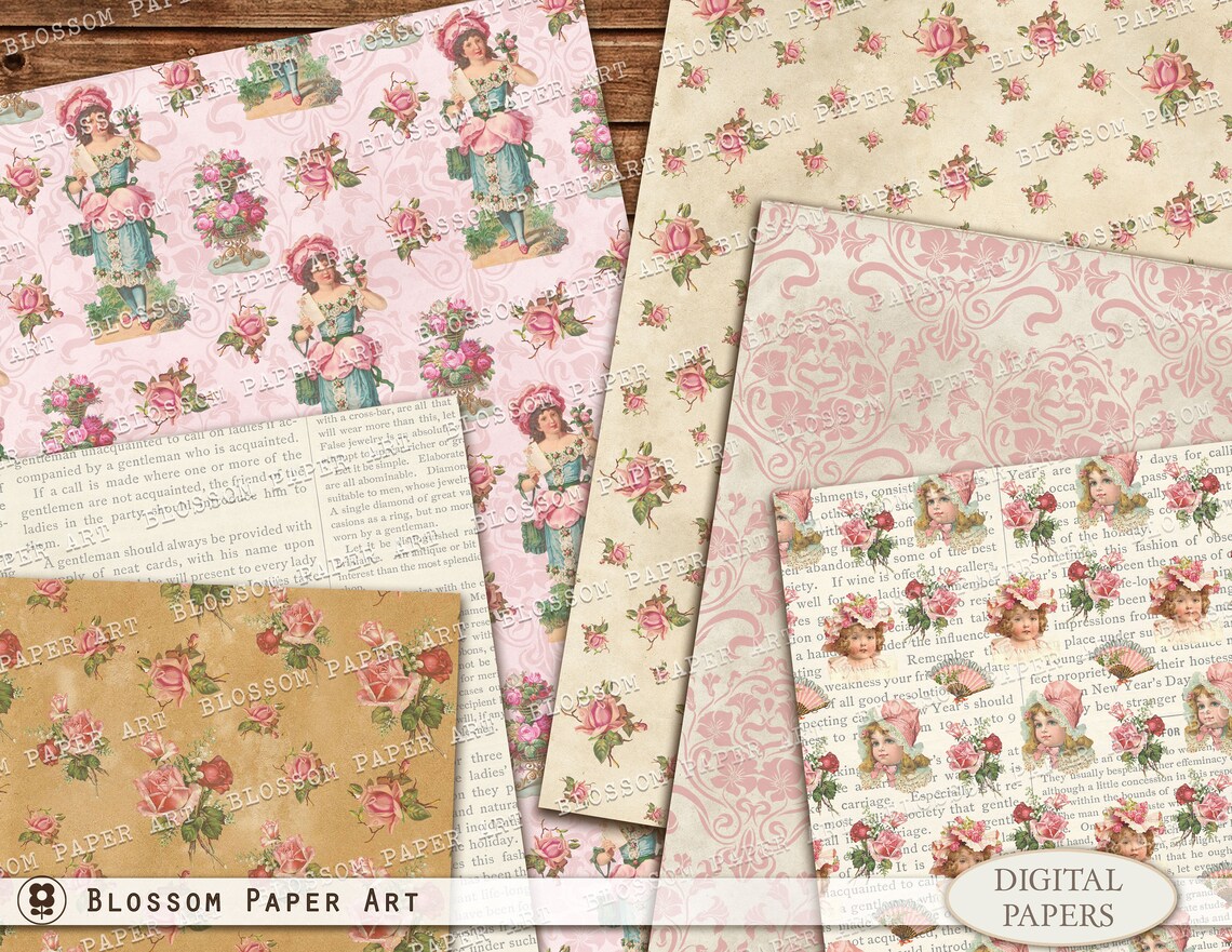 Victorian Digital Paper Vintage Scrapbook Digital Paper Pack | Etsy