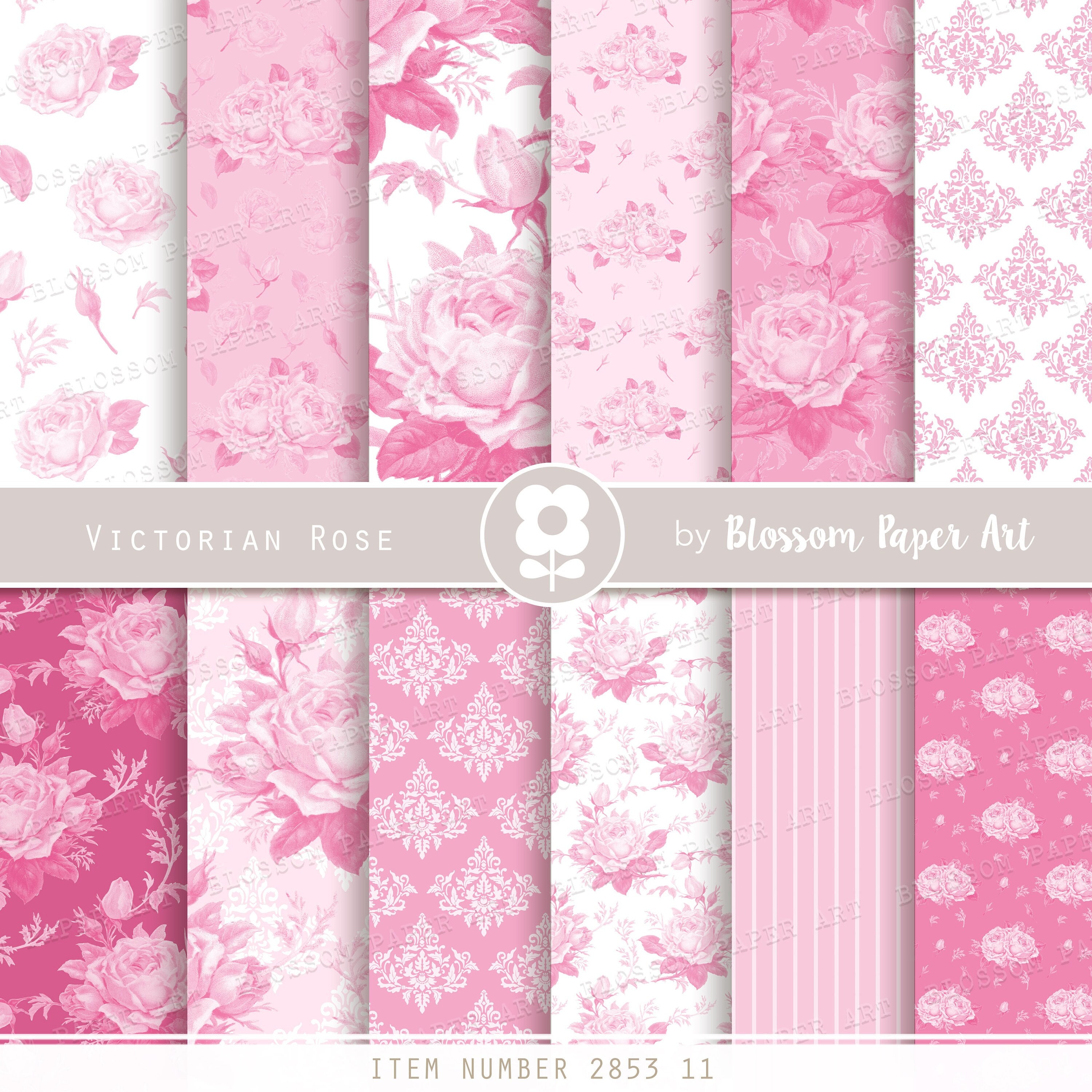 Digital Paper Pink Roses Shabby Chic Scrapbook Papers Floral | Etsy