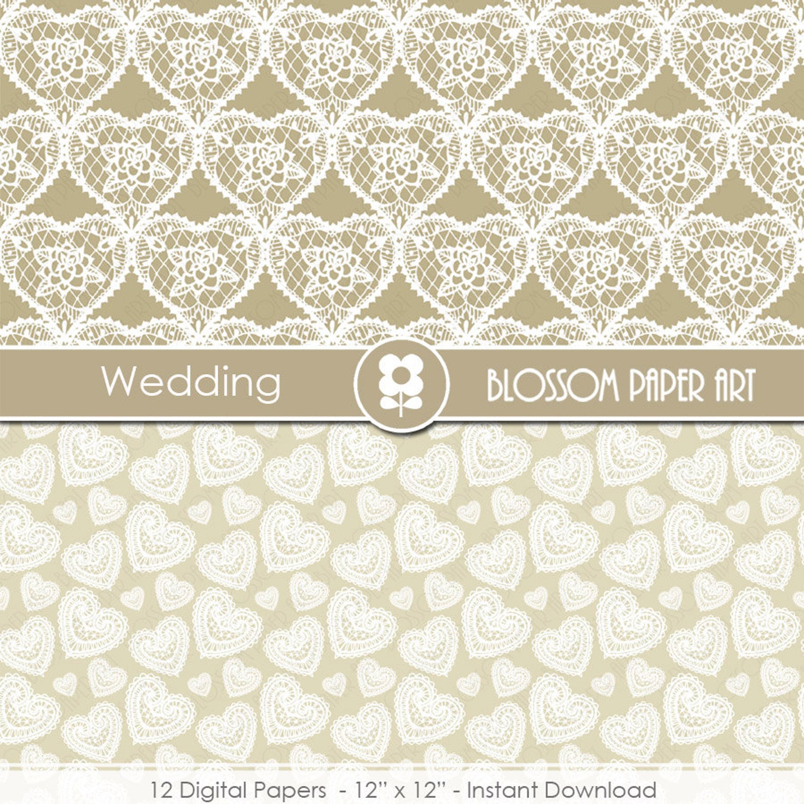 Wedding Digital Paper Wedding Digital Paper Pack Hearts - Etsy